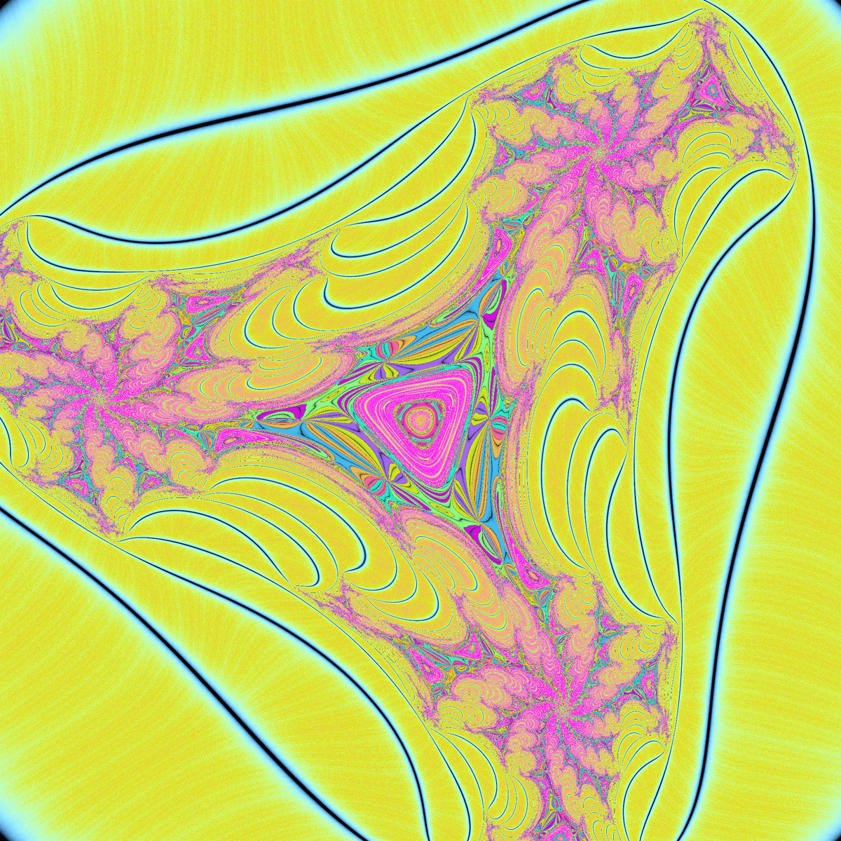 今週のフラクタル63 ((0.5+0.9i)(z^3+1)/(x^2+y^2-2)+c)｜108Hassium
