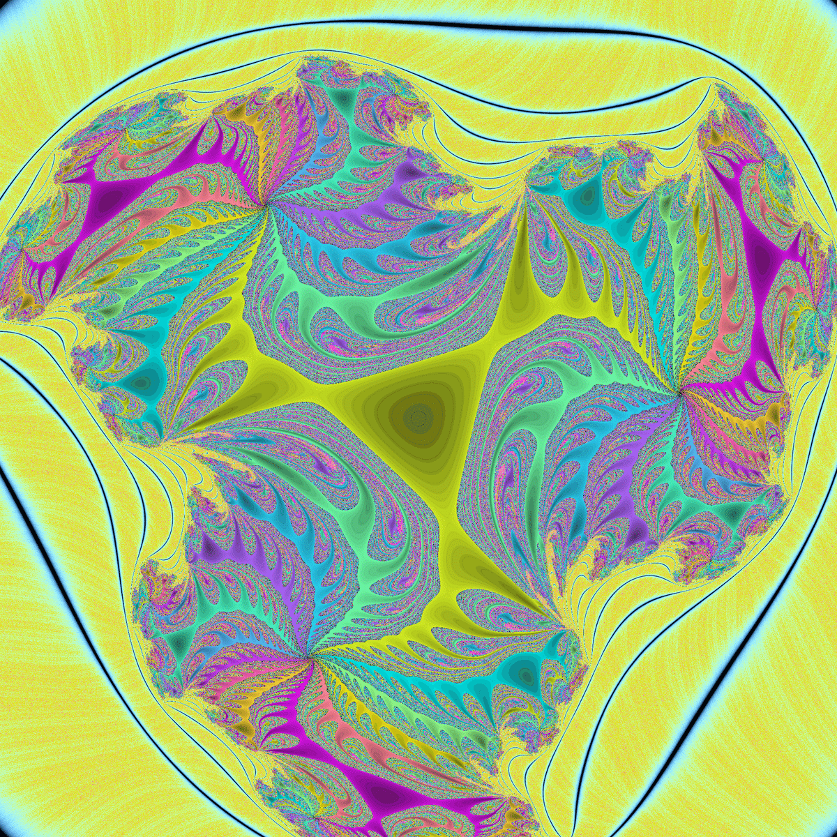今週のフラクタル63 ((0.5+0.9i)(z^3+1)/(x^2+y^2-2)+c)｜108Hassium