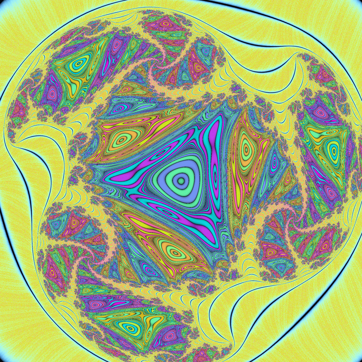 今週のフラクタル63 ((0.5+0.9i)(z^3+1)/(x^2+y^2-2)+c)｜108Hassium