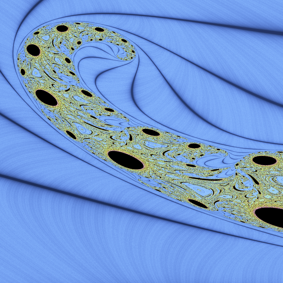 今週のフラクタル63 ((0.5+0.9i)(z^3+1)/(x^2+y^2-2)+c)｜108Hassium