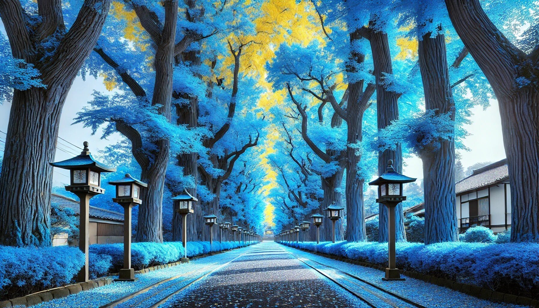 青い銀杏の木ー創造はチカラです（DALL-E生成）｜Lio（りお） ライター|Banso Works