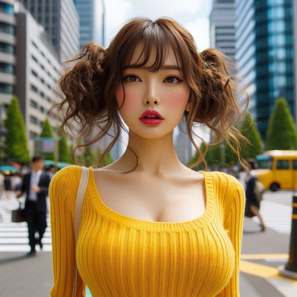 黄色 de 女子 @ImageFX & Copilot＋プロンプト｜茜町春彦