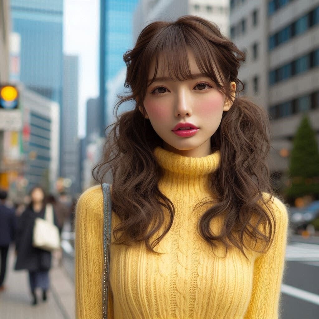 黄色 de 女子 @ImageFX & Copilot＋プロンプト｜茜町春彦