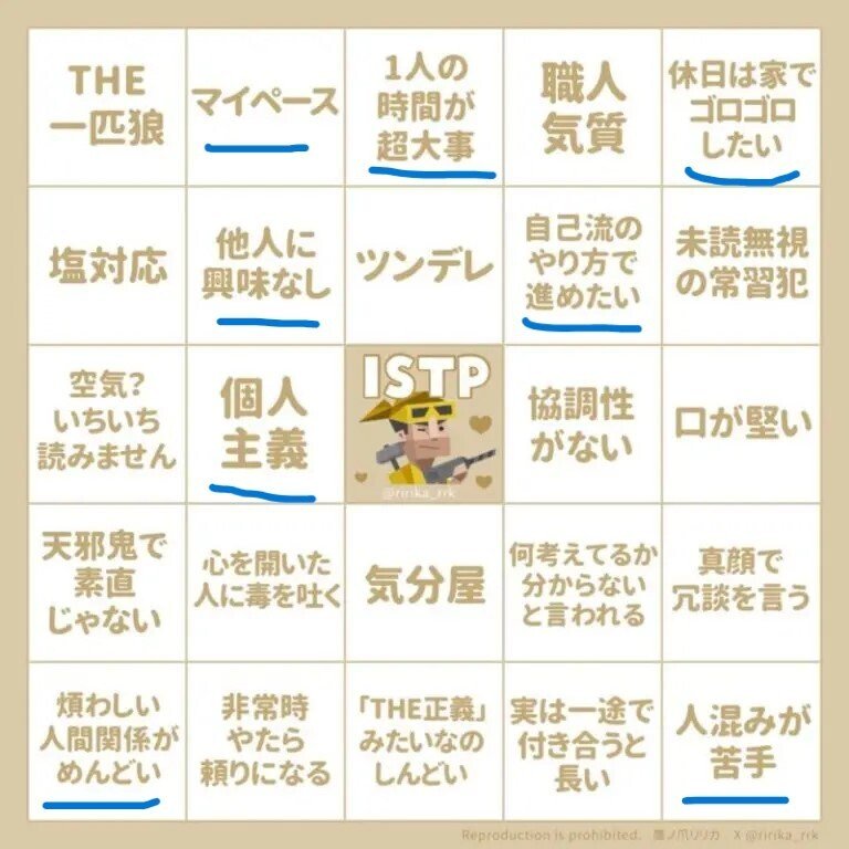 MBTIビンゴ｜キーくん@ Astrid Lindgren森の幼稚園