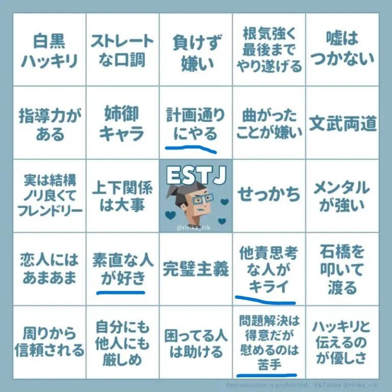 MBTIビンゴ｜キーくん@ Astrid Lindgren森の幼稚園