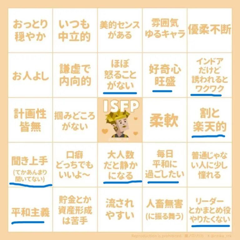 MBTIビンゴ｜キーくん@ Astrid Lindgren森の幼稚園