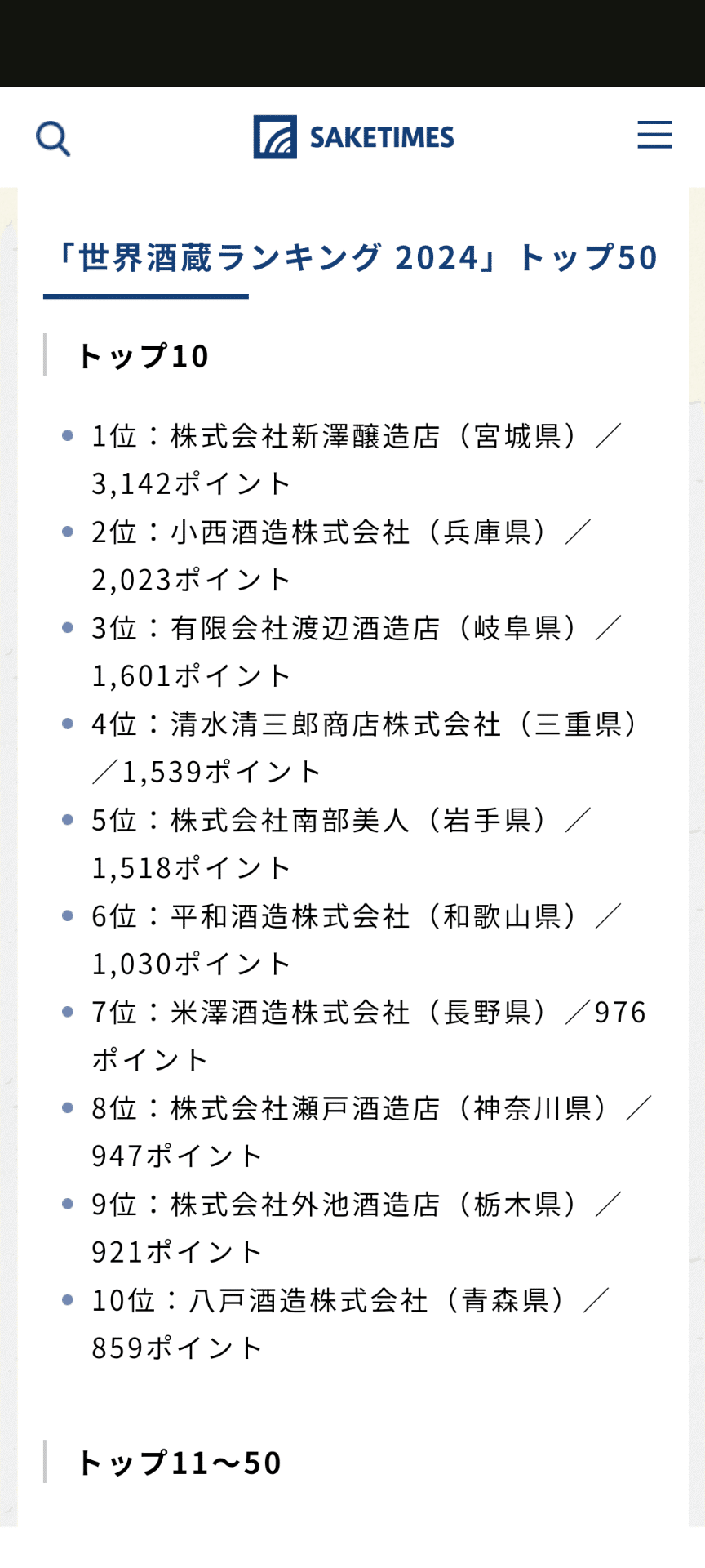 世界酒造ランキング Best Sake Breweries 2024｜Hiroko's FWS