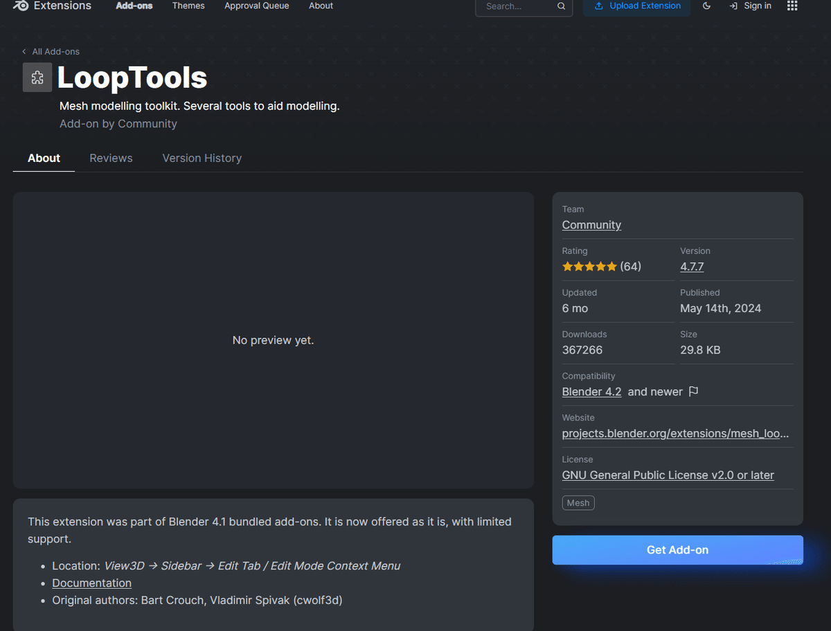 【Blender】Looptoolsとかいうアドオンがプリファレンスにない件｜LITA