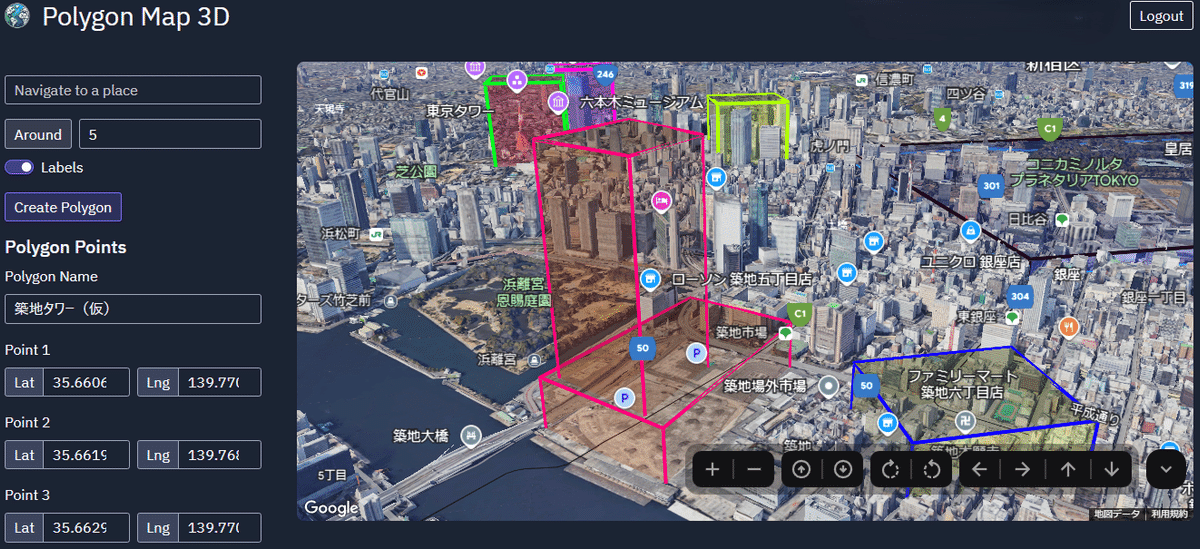 【Replit Agent】Polygon Map 3D｜Kickboxer J