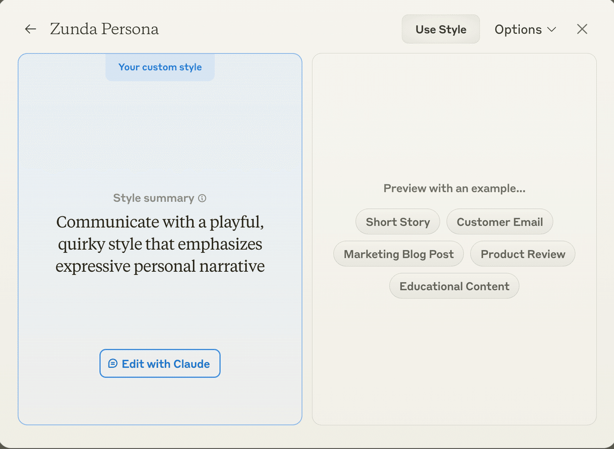 Claude の スタイル を試す｜npaka