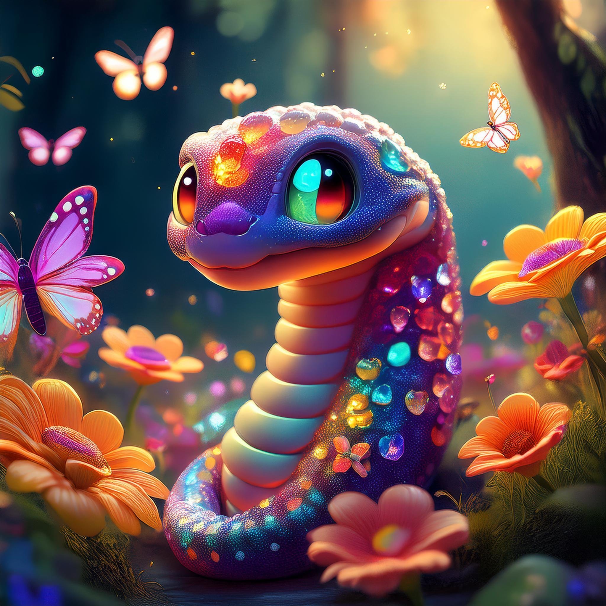 Adobe Firefly(AI)で描くかわいい来年の干支（巳）｜HIROYO MORITA・盛田 祐代 / Creative Innovator