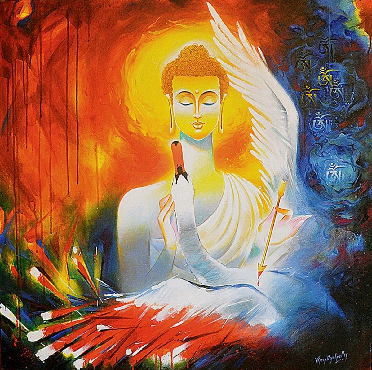 Buy Buddha Painting 'Kind Buddha' by Vijay Nyalpelly at IndianArtIdeas ...