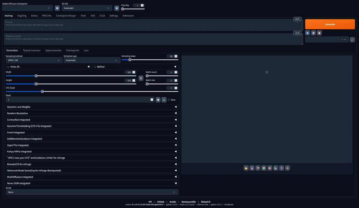 Stable Diffusion WebUI("re"Forge)のインストール方法｜ザック