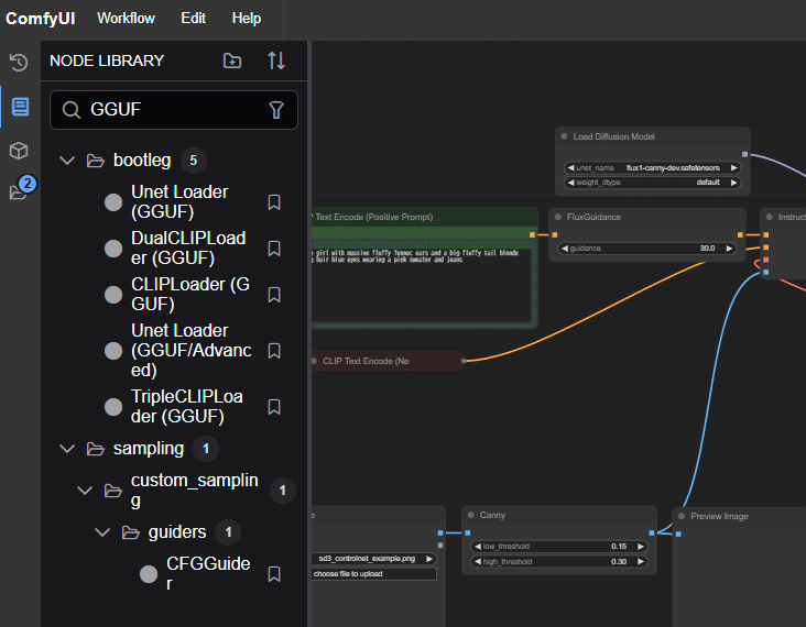 ComfyUI Flux Tools Canny GGUF｜Yuki