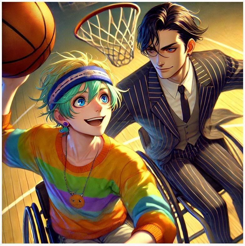 03[Free to Use] Wheelchair Basketball and Original Character Comedians [Materials] （Men's ...