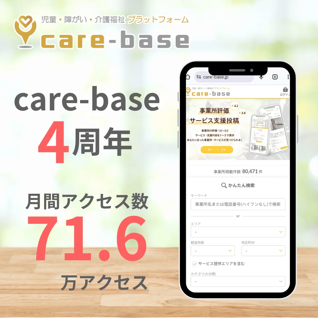 care-baseが4周年を迎えました ｜carebase[ケアベース]｜児童・障がい・介護福祉プラットフォーム