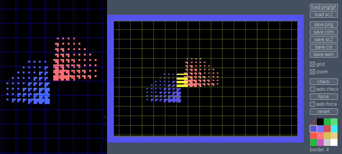 レトロゲーム機の制約に則ったドット絵を描く（MSX SCREEN2）｜Rui8bit