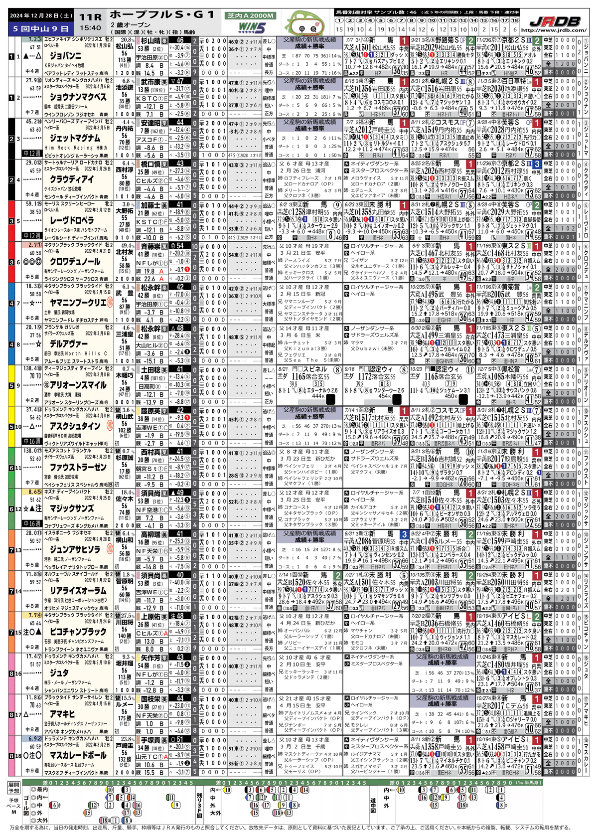 12/28（土）中山11R ホープフルS 赤木の予想｜JRDB 競馬アラカルト