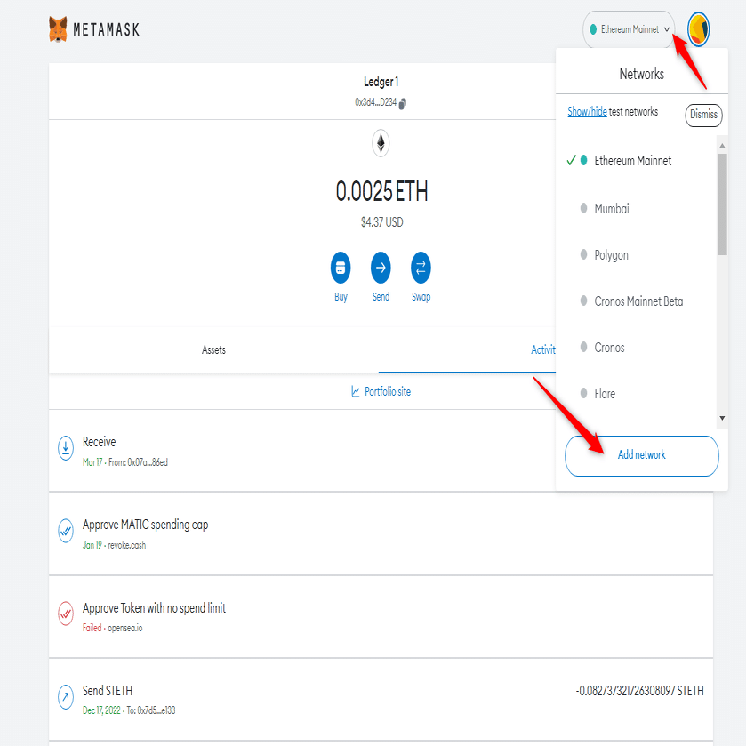 LedgerをMetamask経由でArbitrumに接続 | ledgerwalletのブログ