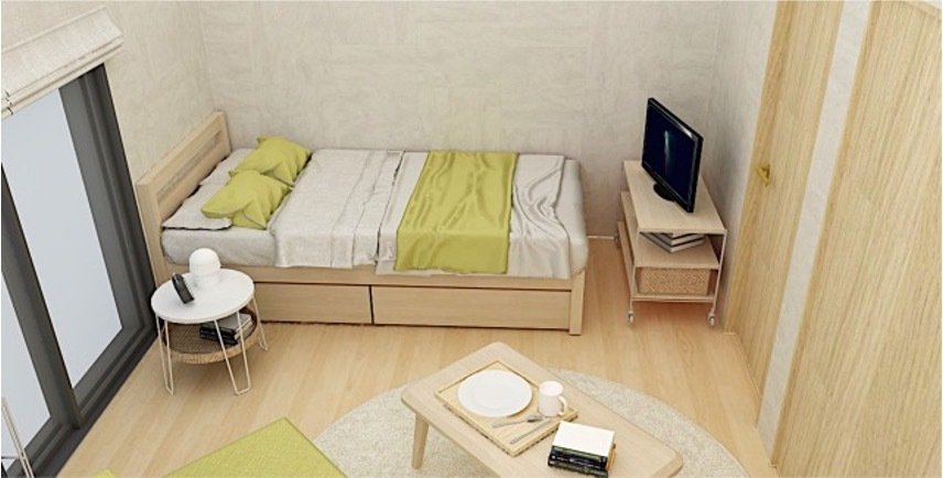 横長6帖1K！ソファでくつろぐレイアウト｜ルームトリップ RoomTrip