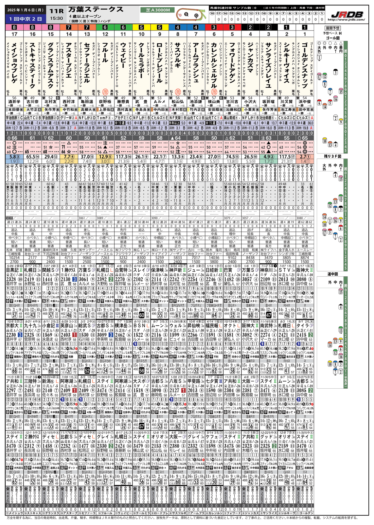 1/6（月）中京11R 万葉S 赤木の予想｜JRDB 競馬アラカルト