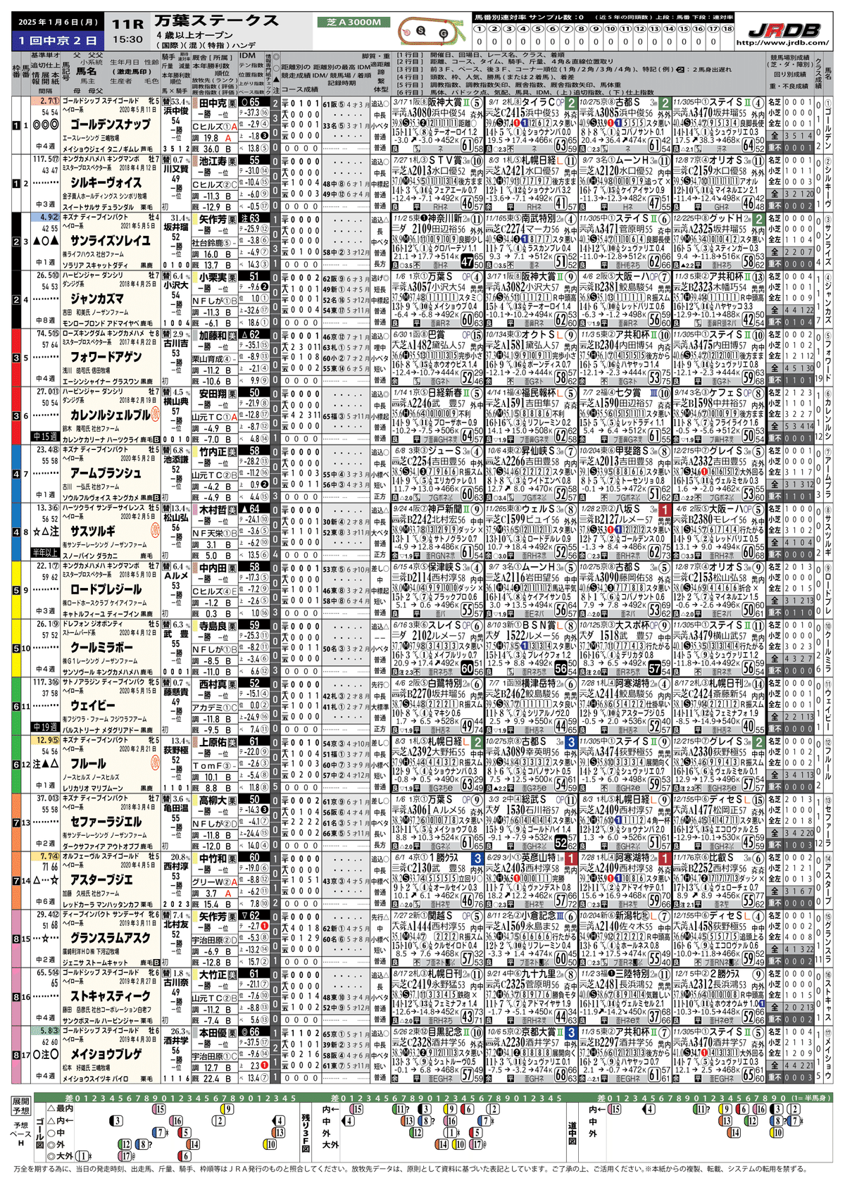 1/6（月）中京11R 万葉S 赤木の予想｜JRDB 競馬アラカルト