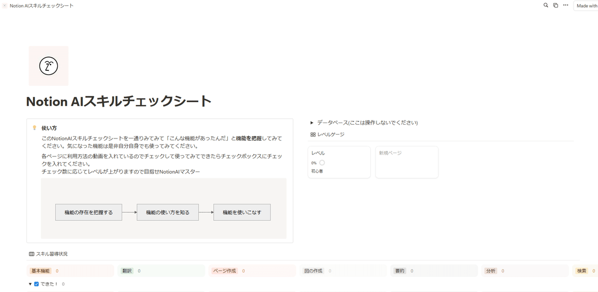 NotionAIを最短で学ぶ！成長実感テンプレ｜uratake