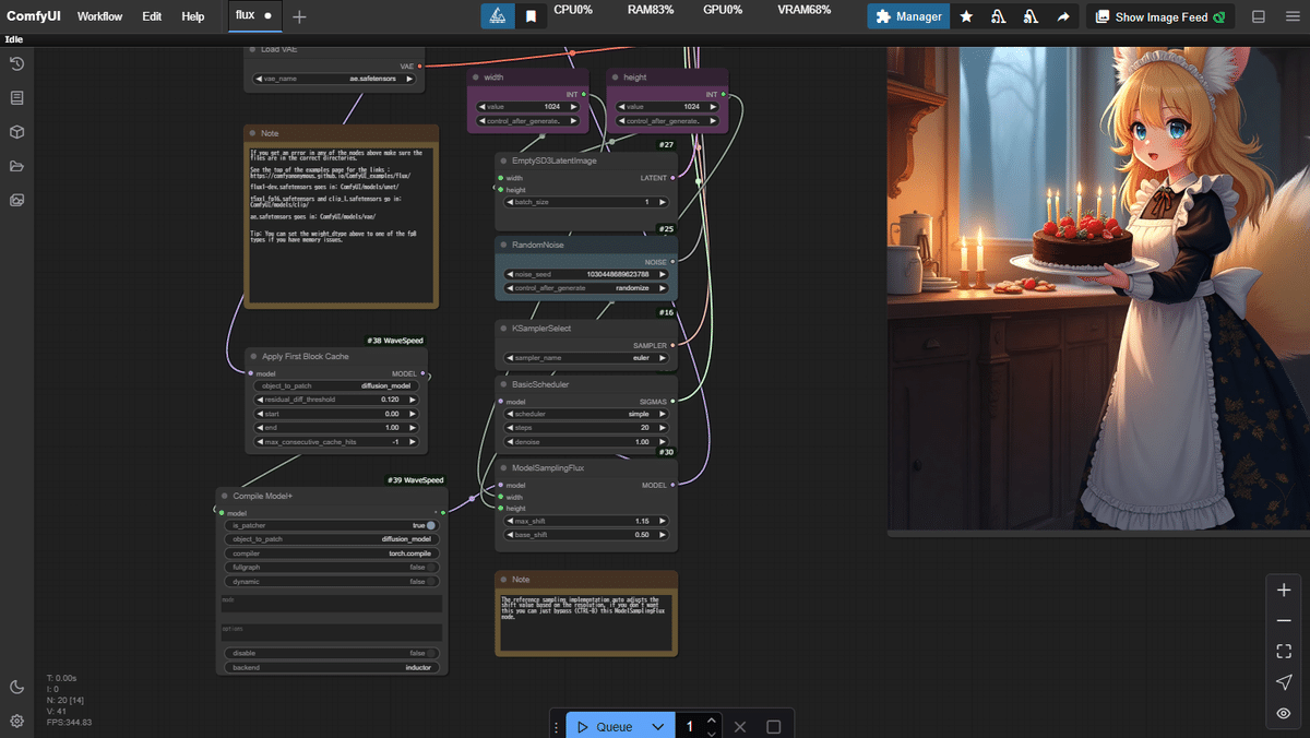 ComfyUI FLUX dev WaveSpeed で高速化 torch.compileもやってみよう｜Yuki