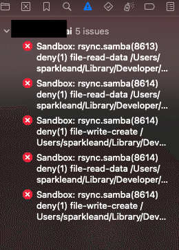 XcodeのSandbox: rsync.samba~エラー解決方法｜Sparkle and