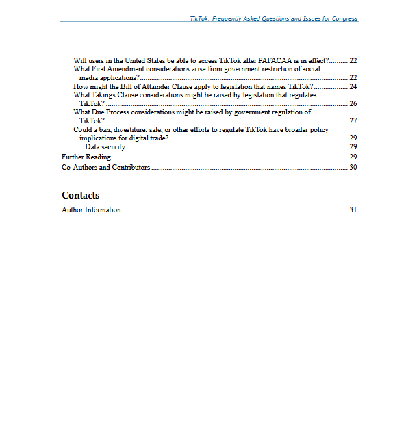 TikTok: Frequently Asked Questions and Issues for Congress, CRS, Jan. 21, 2025.｜Afternoon Tea ...