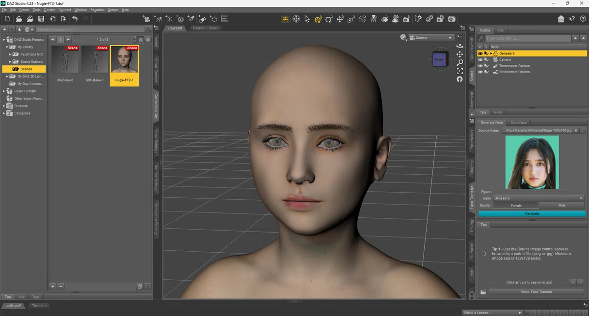 顔形状の微調整に Face Transfer Shapes 2 を試す - 半額セール中｜DAZ Studio 2025｜吉良浩明（きらやん）