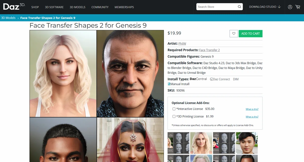 顔形状の微調整に Face Transfer Shapes 2 を試す - 半額セール中｜DAZ Studio 2025｜吉良浩明（きらやん）