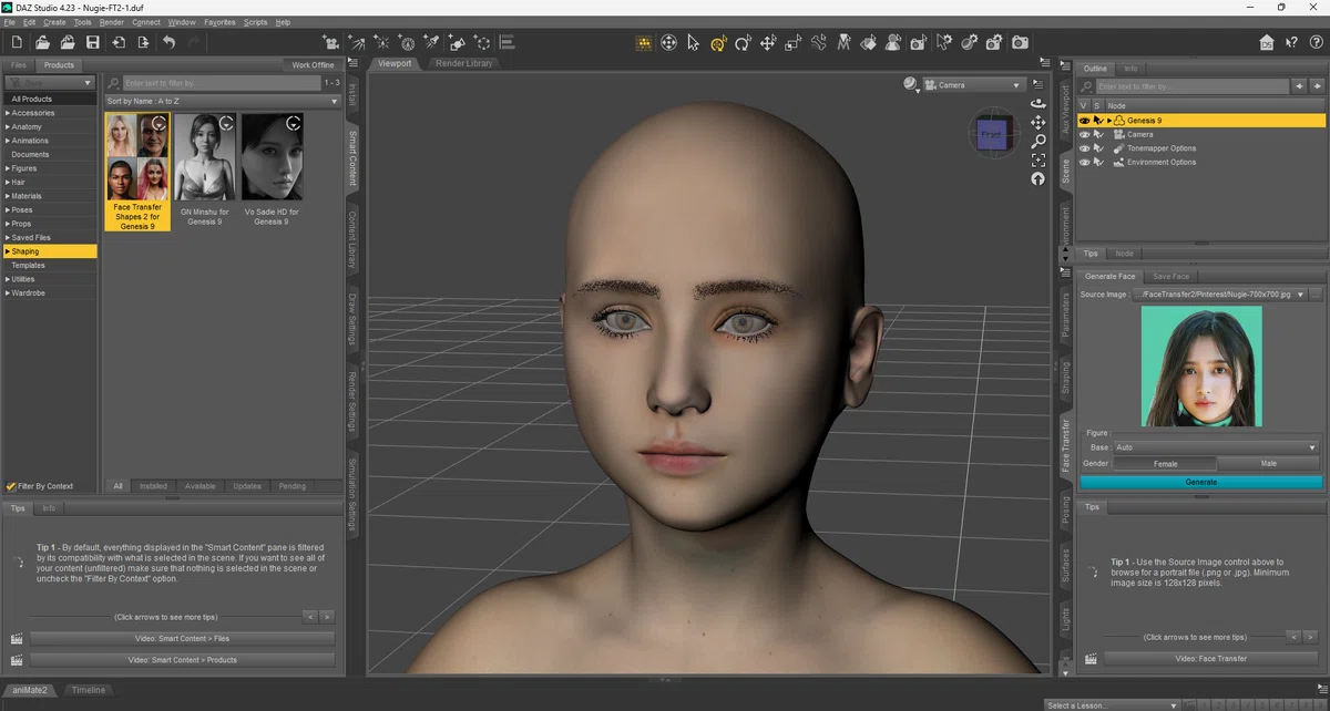 顔形状の微調整に Face Transfer Shapes 2 を試す - 半額セール中｜DAZ Studio 2025｜吉良浩明（きらやん）