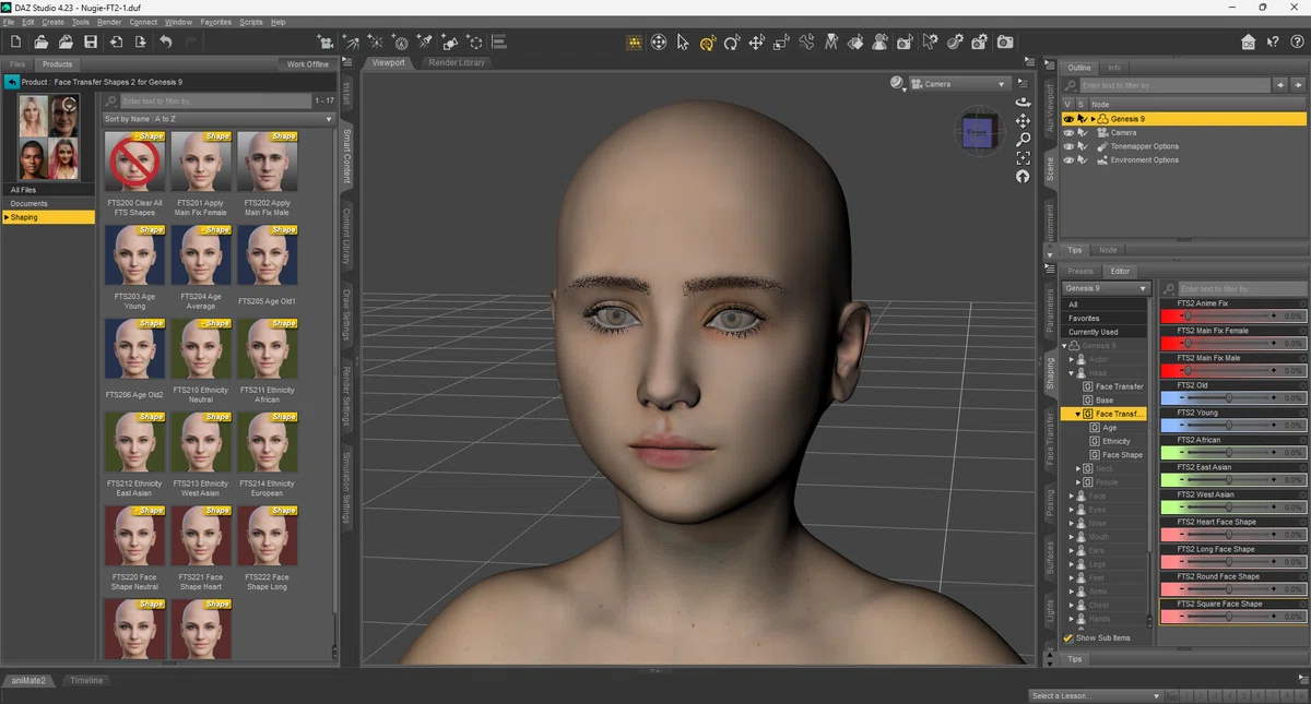 顔形状の微調整に Face Transfer Shapes 2 を試す - 半額セール中｜DAZ Studio 2025｜吉良浩明（きらやん）