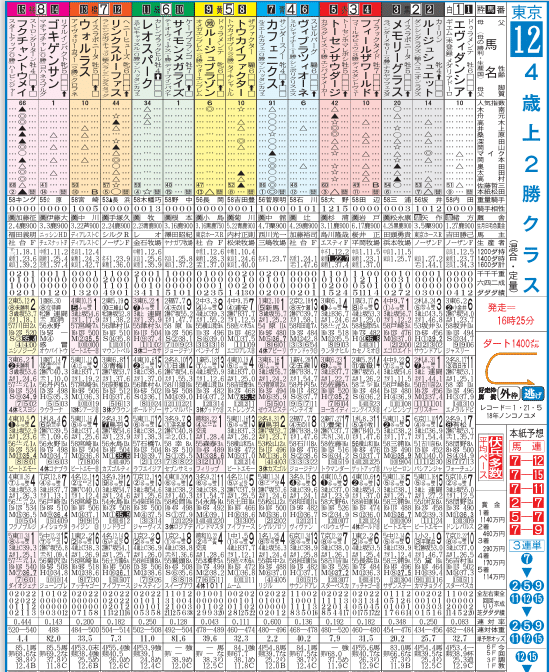2/16 東京12R サラ4歳上2勝クラス｜GAMERA777