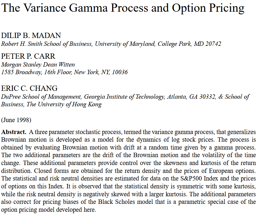 Wiener, Gamma, and, Variance Gamma｜gloomydog