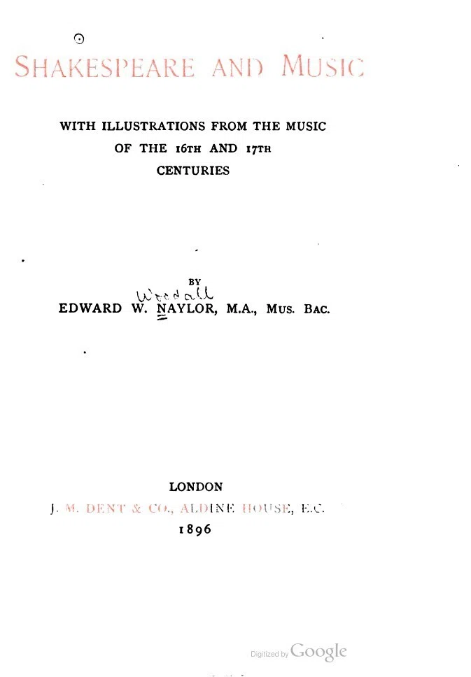 【翻訳】『シェイクスピアと音楽』（1896年）｜影踏丸