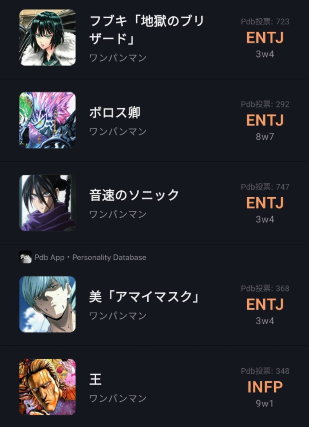 INFJが検索「ワンパンマン」MBTI｜nco