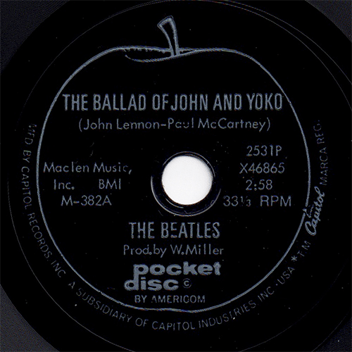 US盤ソノシート:「Hey Jude」「Get Back」「Ballad Of John and Yoko」Americom社のポケットディスク｜Yoko_masa