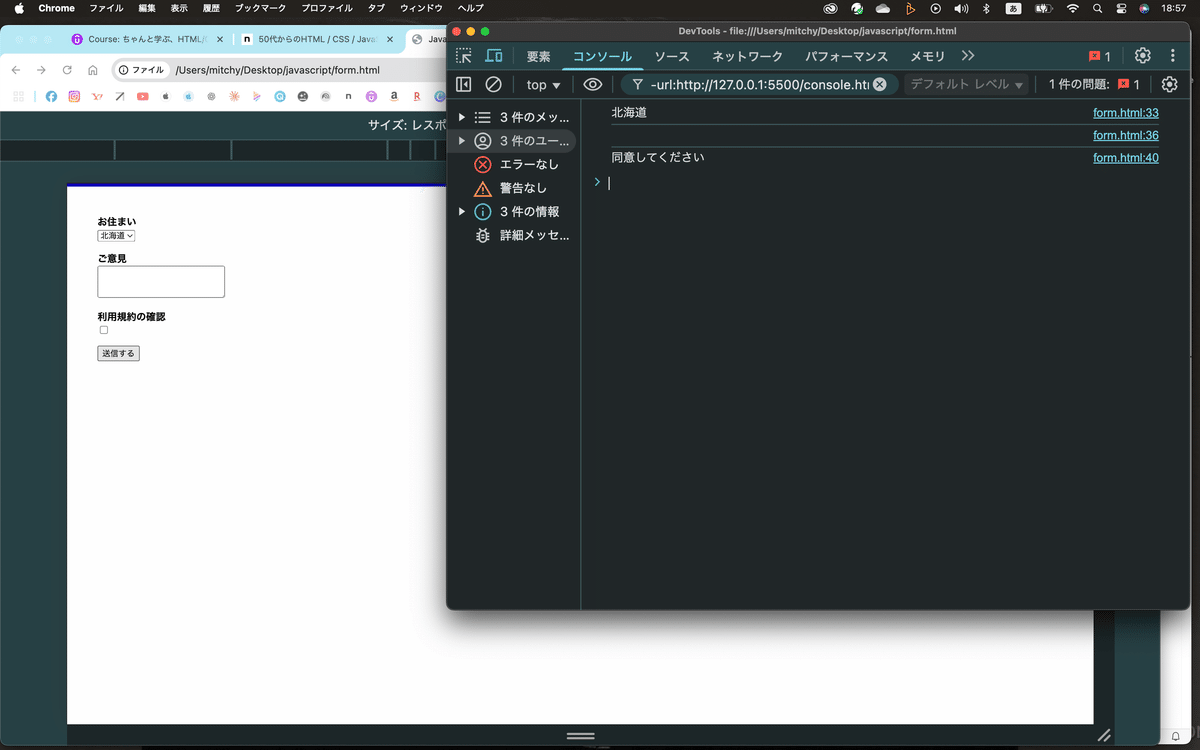 50代からのHTML / CSS / JavaScriptチャレンジ No.171 各種フォームパーツからの要素の取得3｜mitchy