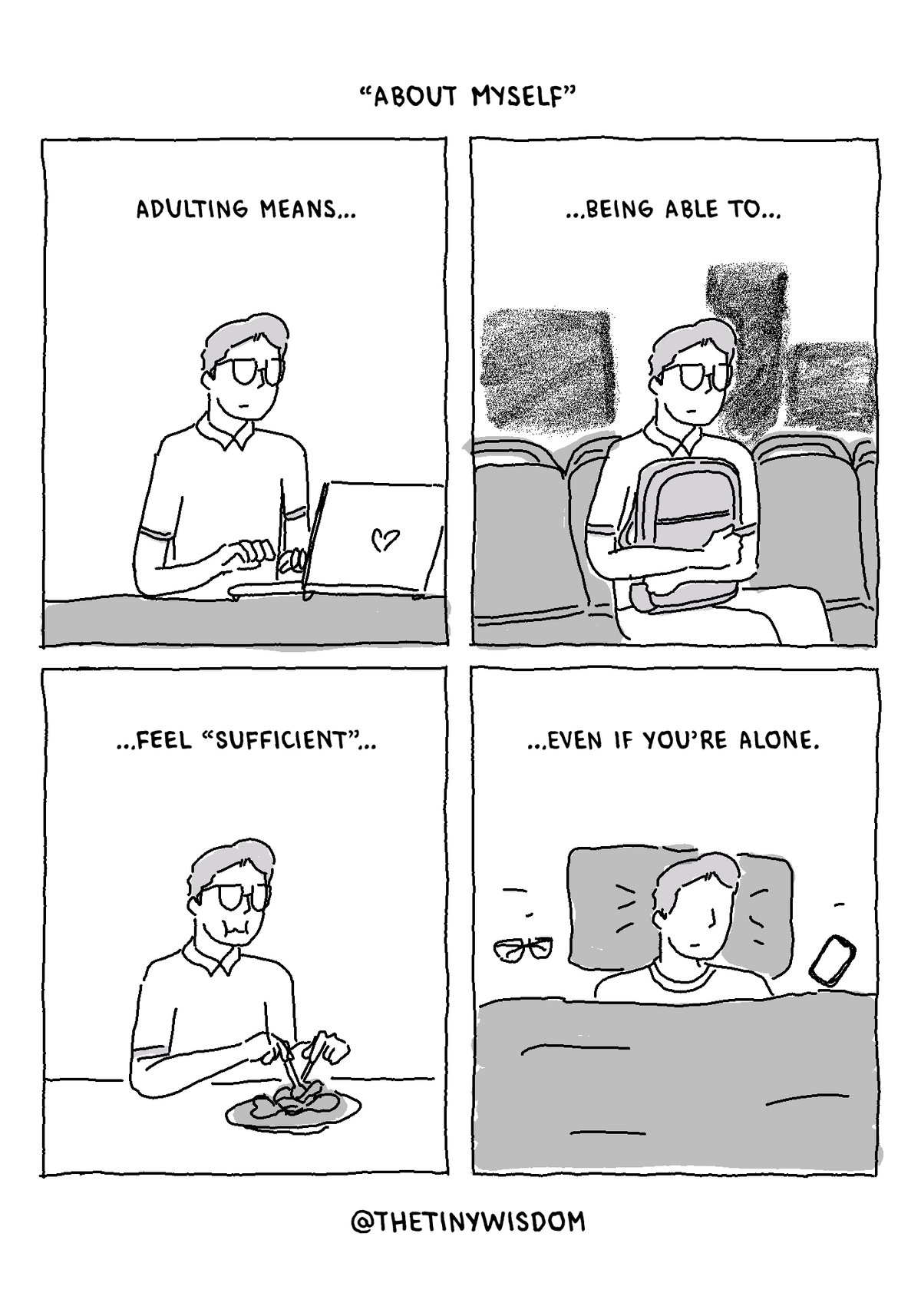 4コマ漫画: 「自分のこと」 • About myself｜ブライアン • The Tiny Wisdom