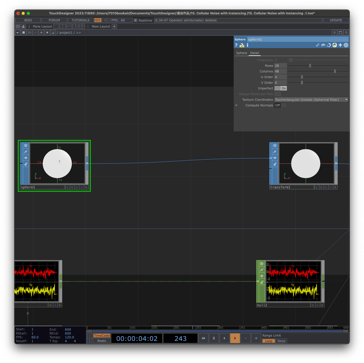 [TouchDesigner] Cellular Noise with Instancing｜7010