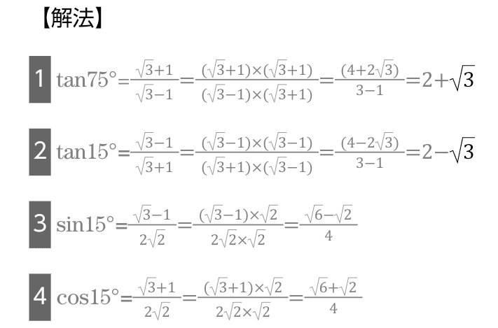 tan75°, tan15°, sin15°, cos15°をイメージ図で理解しよう ｜おうぜき がひこ