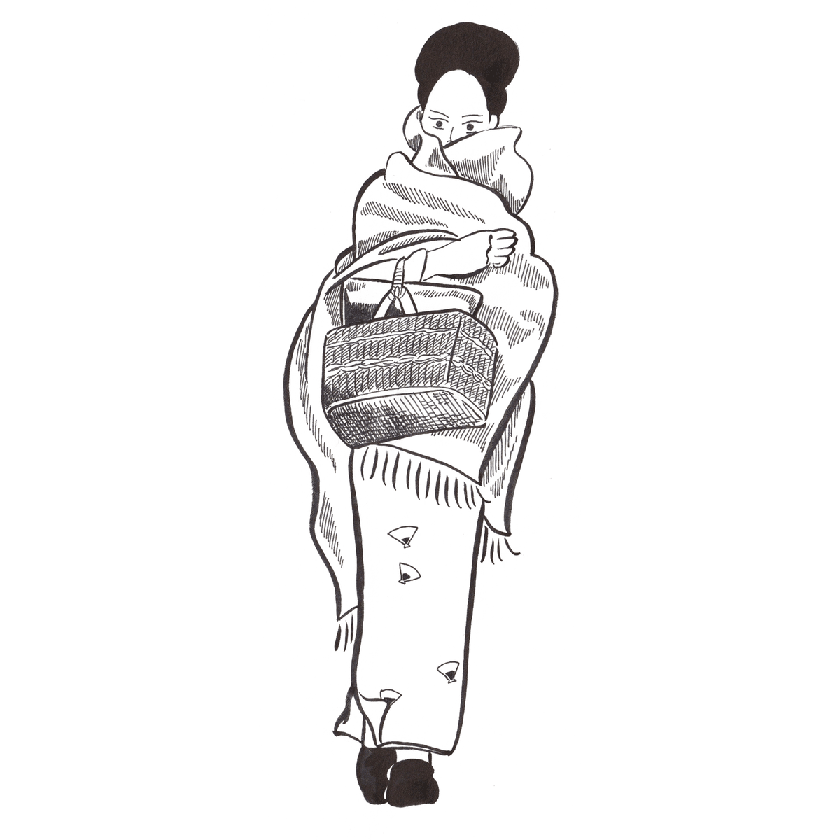 最近描いた着物の女性｜Kanbin Nagata