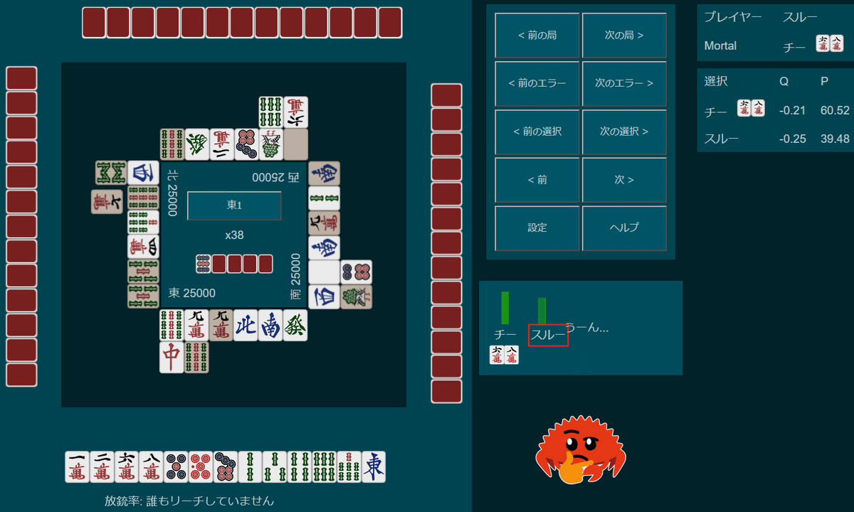 [麻雀] 自己牌譜検討_7／雀魂_Mortal ｜dice_k969
