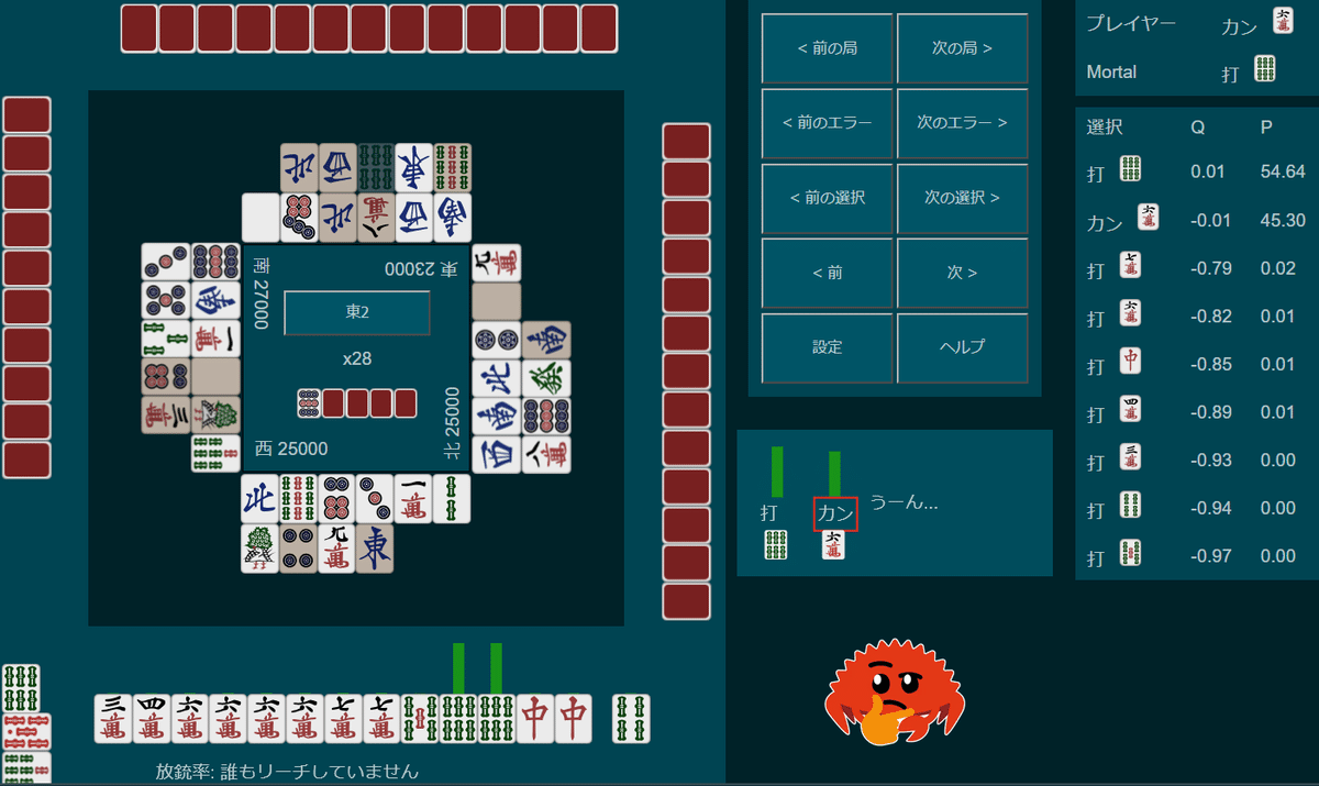 [麻雀] 牌譜検討_17／雀魂@Mortal ｜dice_k969