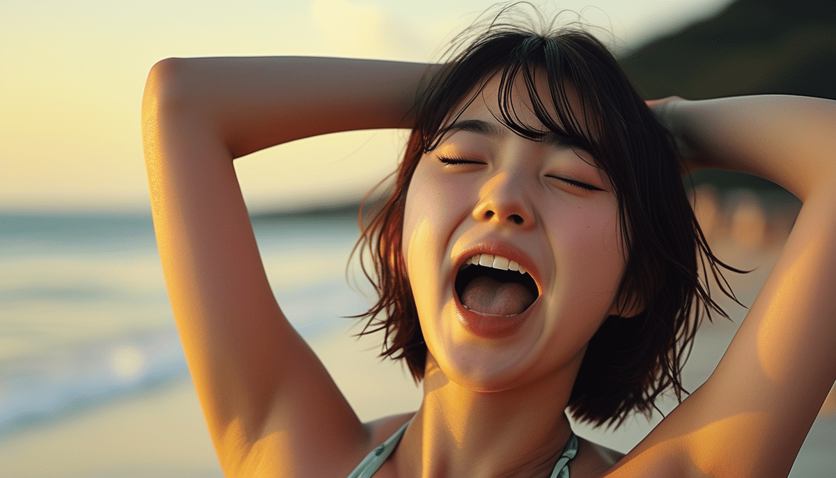 Soraの吐息、リアルすぎて鳥肌…！水着美女の“あくび”動画、AIの進化が止まらない！｜Niji Feti コダワリ視線