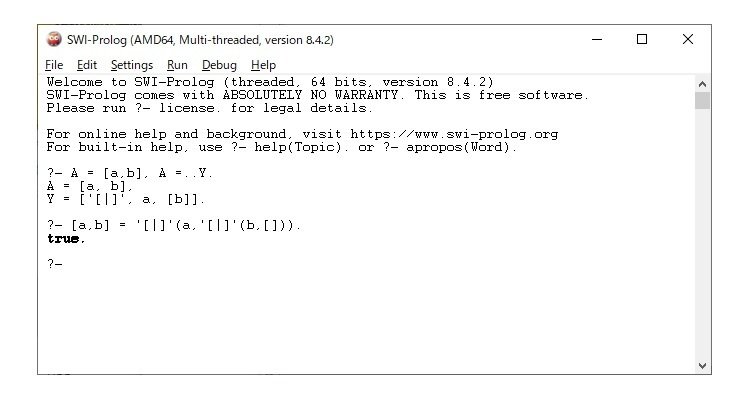 Prolog処理系比較（AZ-Prolog, GNU Prolog, SWI-Prolog)：ドット演算子「.」とリストの関係｜ちょっこう