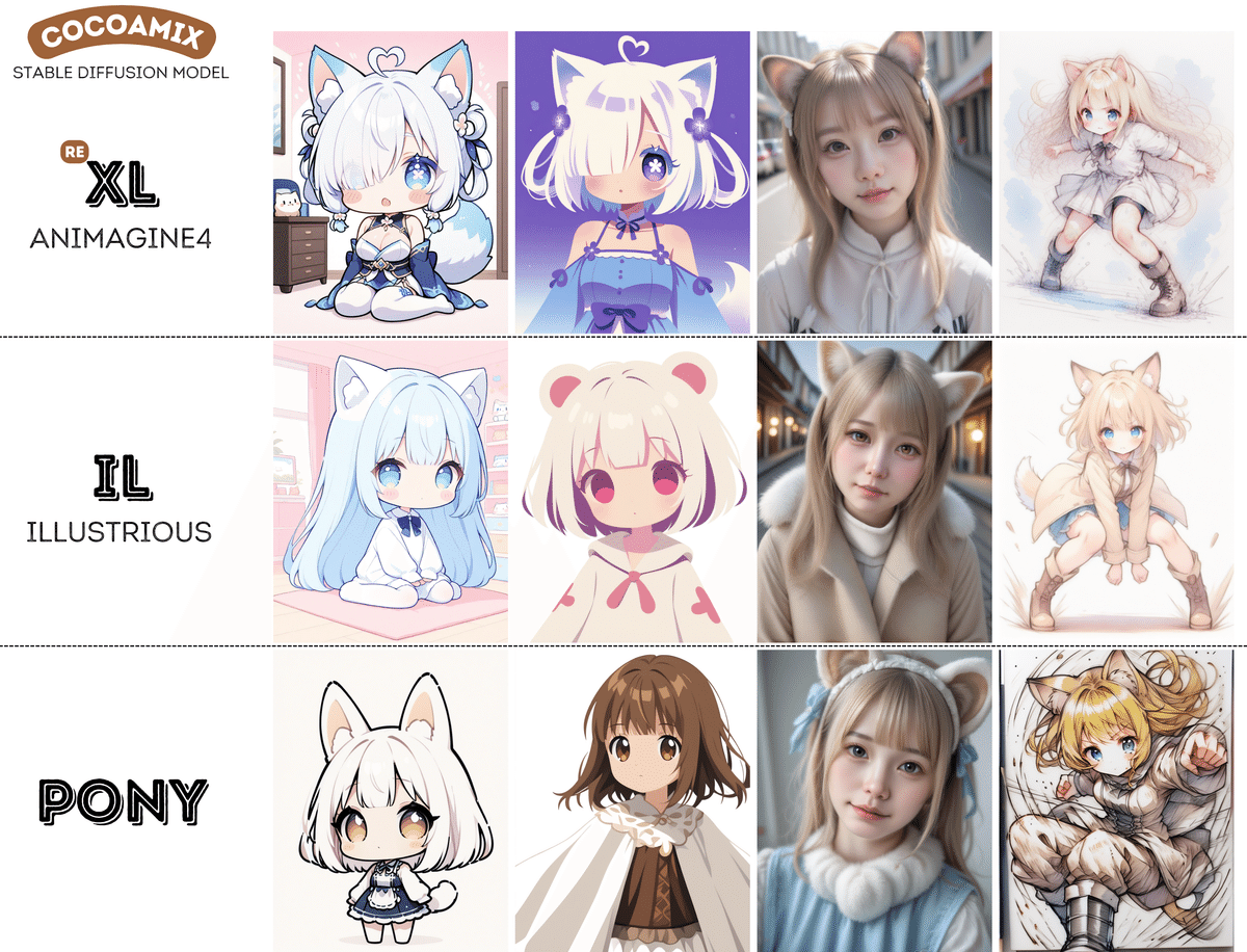 cocoamix モデル一覧（XL・IL・Pony・SD1.5・Flux）｜cocoat(ここあ)-JP