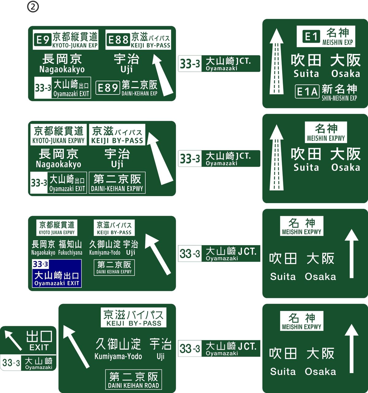 E1 名神高速 33-3 大山崎JCT/IC/BS｜know where to run / のうえあとらん